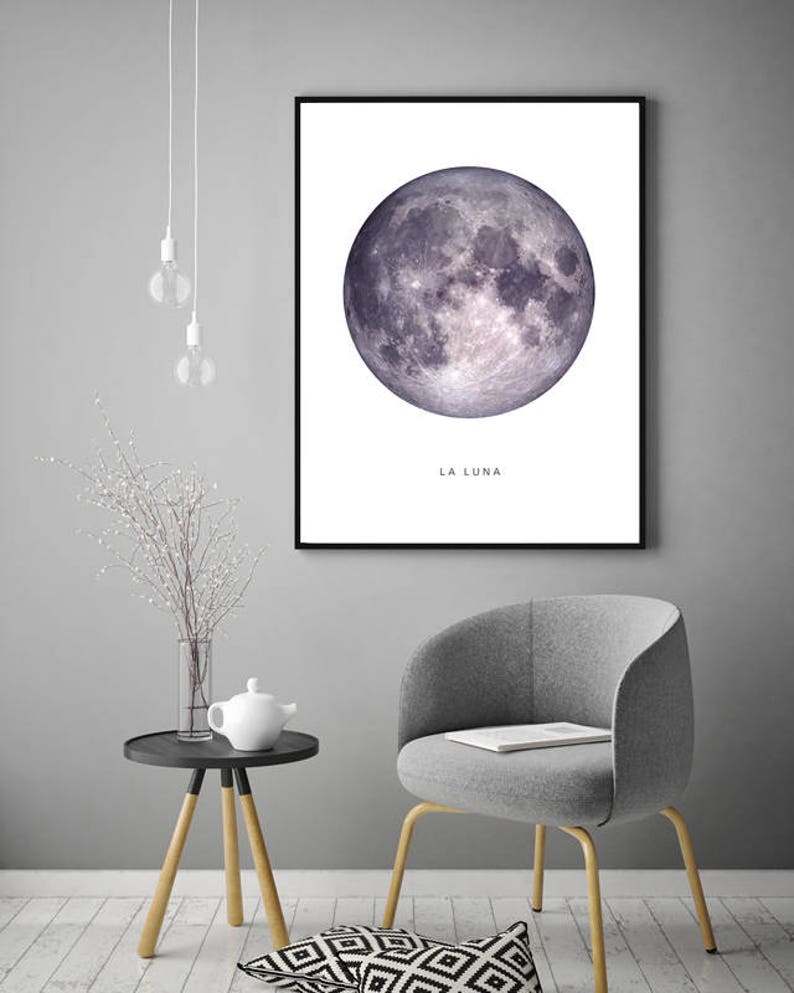 La Luna Print, Full Moon Poster, La Luna Wall Art, La Luna, Ultra ...
