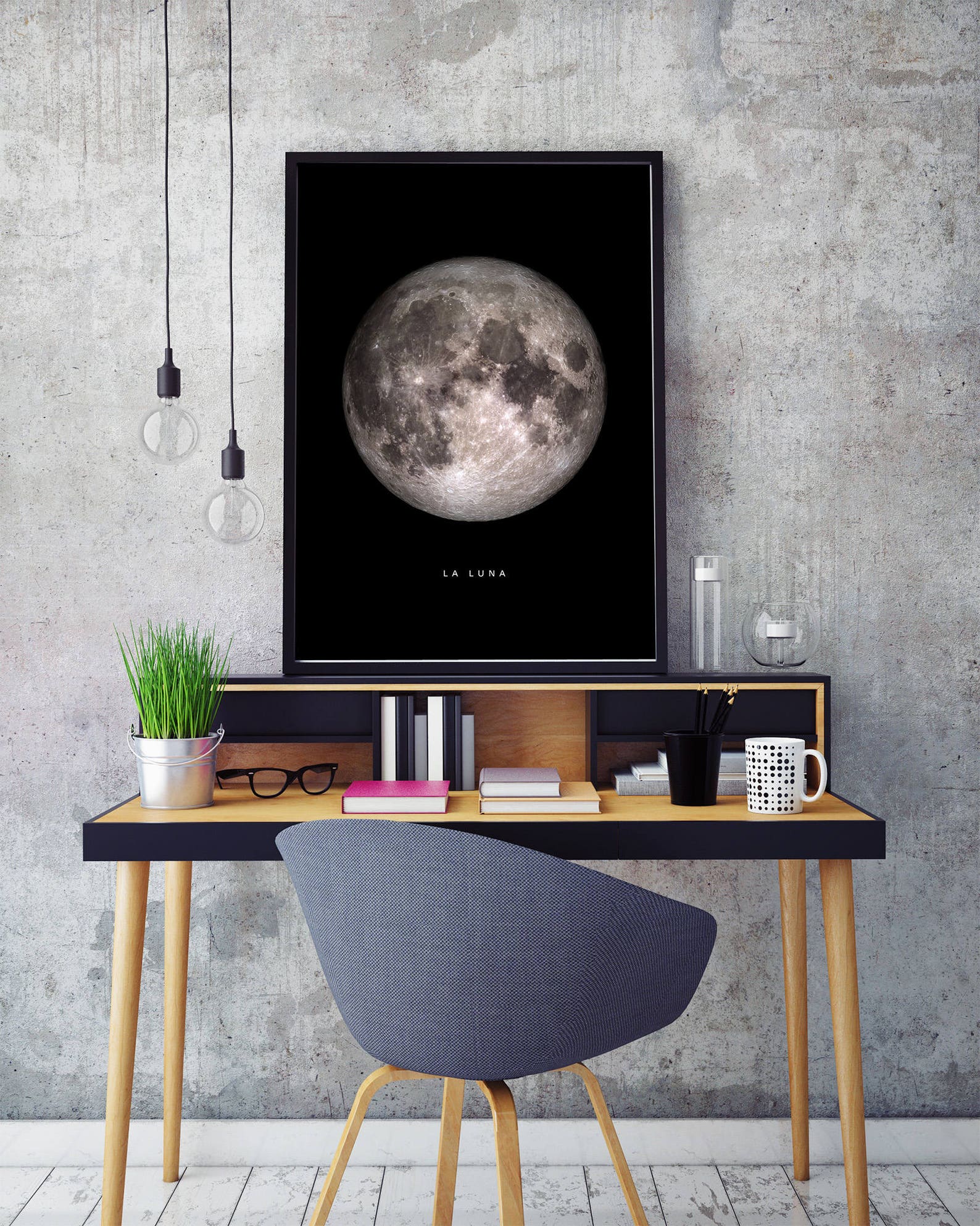 Full Moon Poster Art La Luna Print Instant Download Moon - Etsy