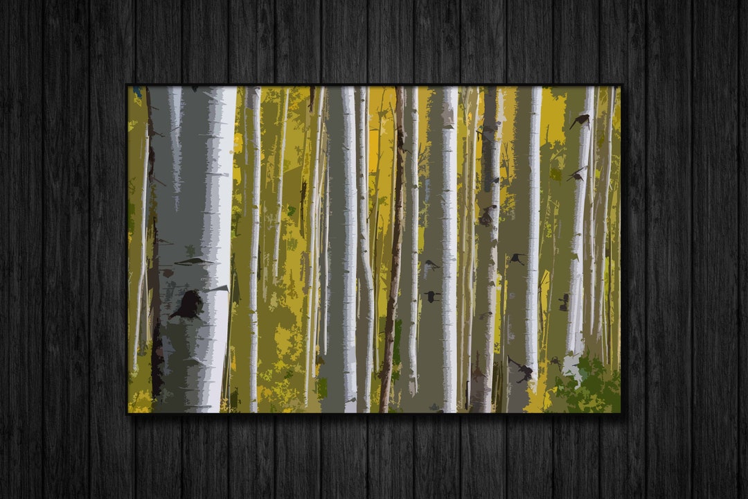 Birch Forest Print Birch Trees With Yellow Leaves Fall Theme Printable ...