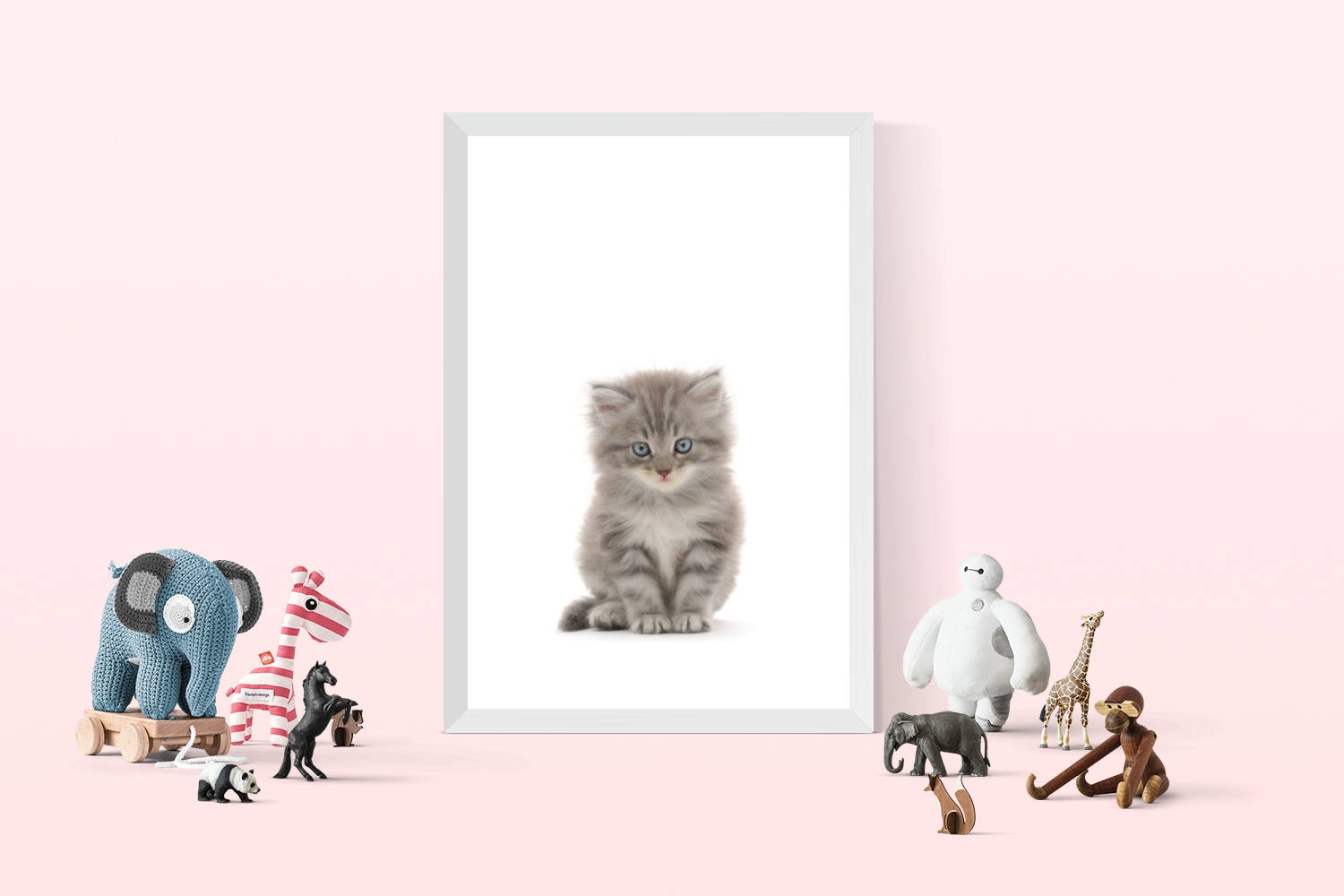 Happy Kitten Print, Baby Animals Nursery Print, Quick Gift for Baby ...
