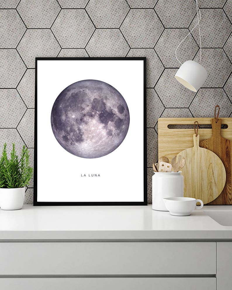 La Luna Print, Full Moon Poster, La Luna Wall Art, La Luna, Ultra ...