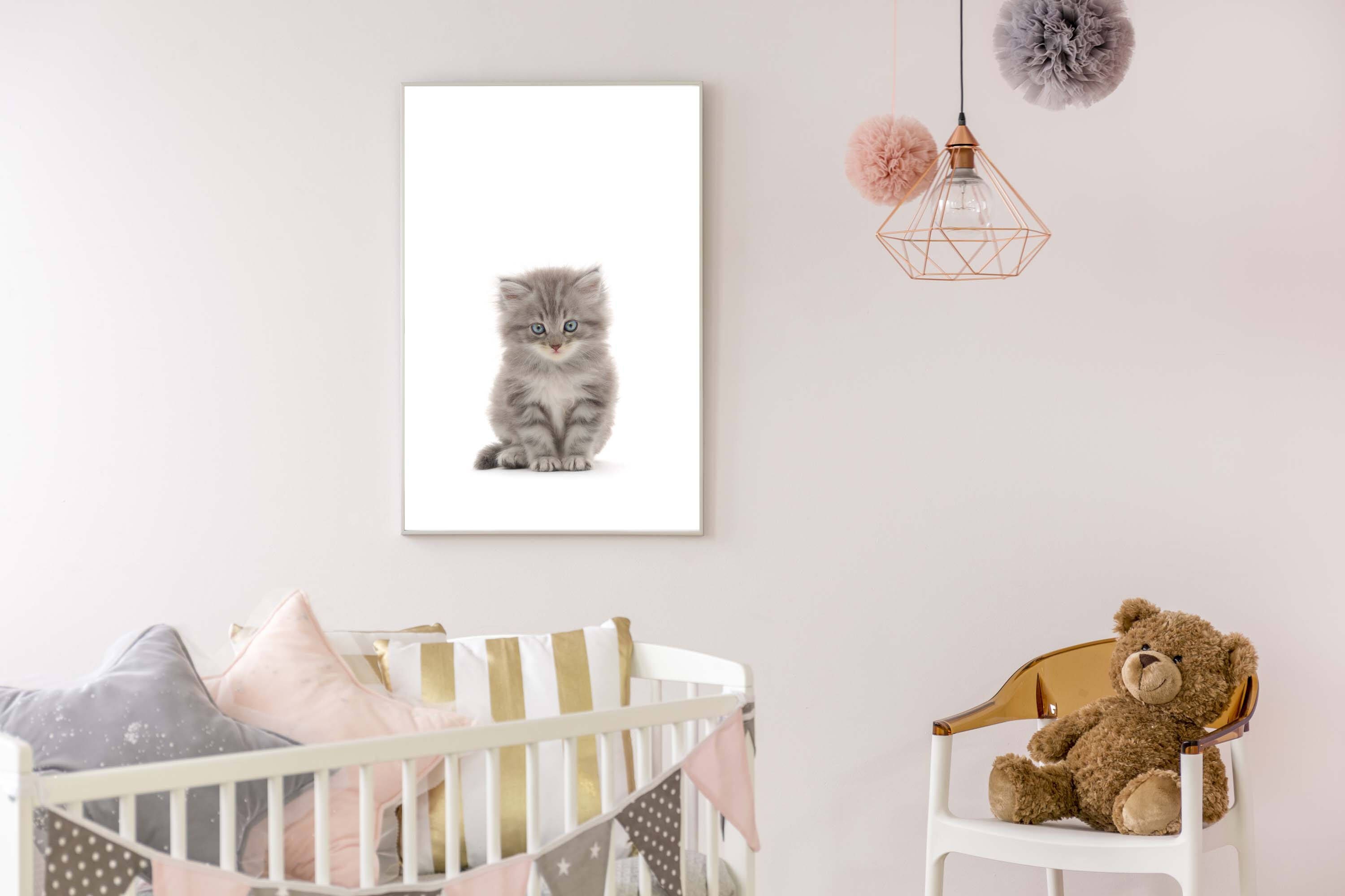 Happy Kitten Print, Baby Animals Nursery Print, Quick Gift for Baby ...