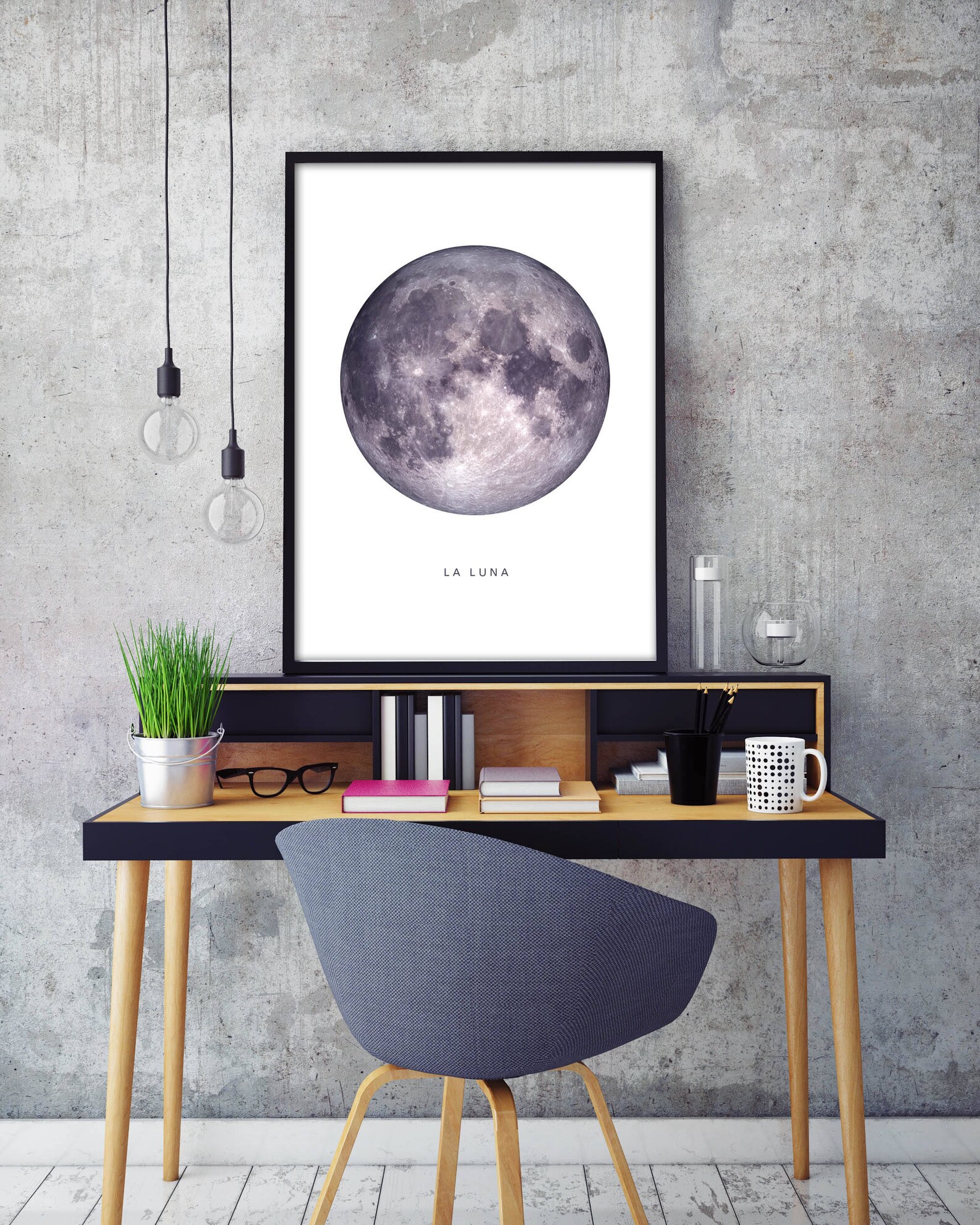La Luna Print, Full Moon Poster, La Luna Wall Art, La Luna, Ultra ...