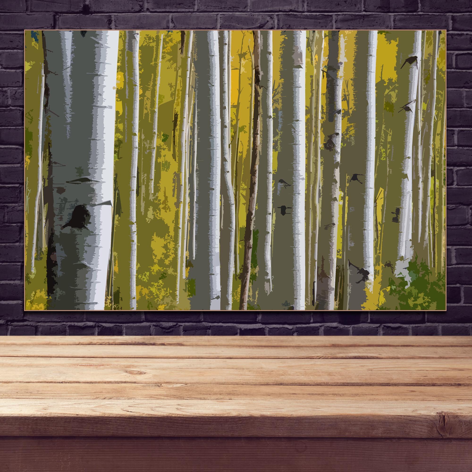 Birch Forest Print Birch Trees With Yellow Leaves Fall Theme Printable ...