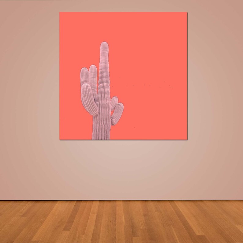 Saguaro Cactus Printable Pantone Colors Living Coral and Muavewood up ...