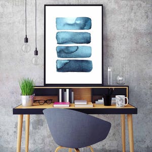 Modern Abstract Printable Art, Indigo Minimal Abstract Print ...