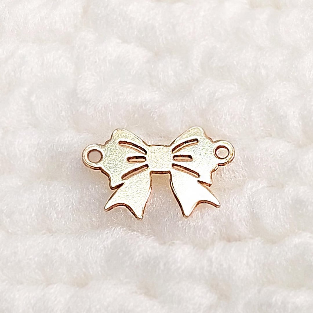 Gift Bow Connector 24ga 6.8 X 10.6mm • Dainty Ribbon Charm • Minimalist ...
