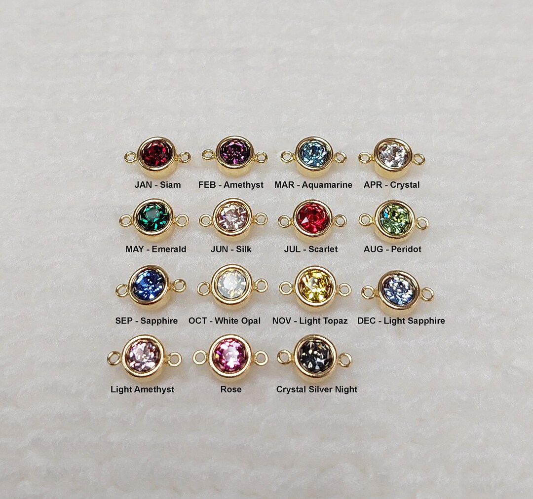 GF6R2CZ 6mm Bezel Connector With European Crystal Birthstone Gold ...