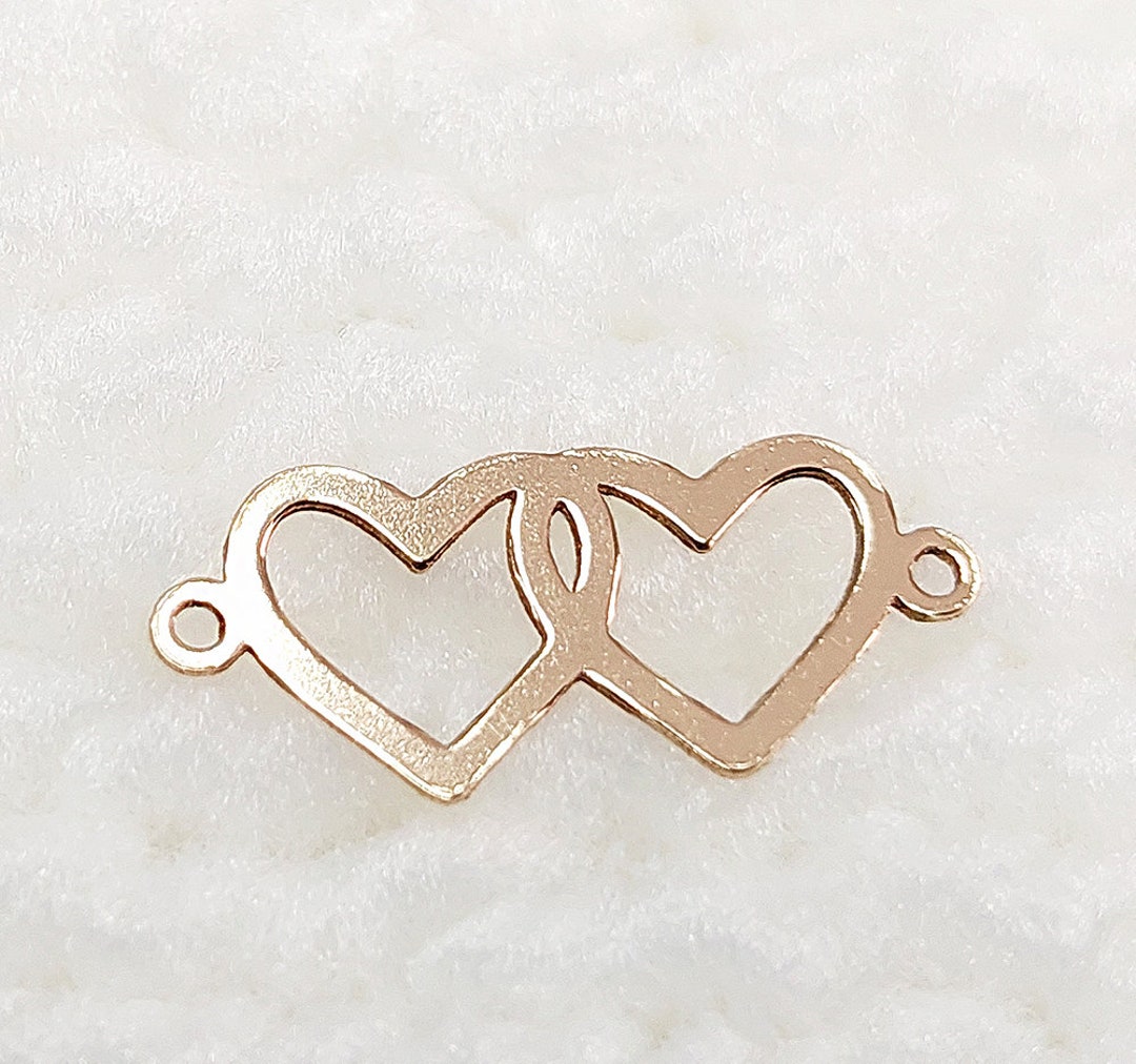 Double Heart Connector 24ga 17.3 X 7.1mm • Gold Filled (14KGF) Jewelry ...