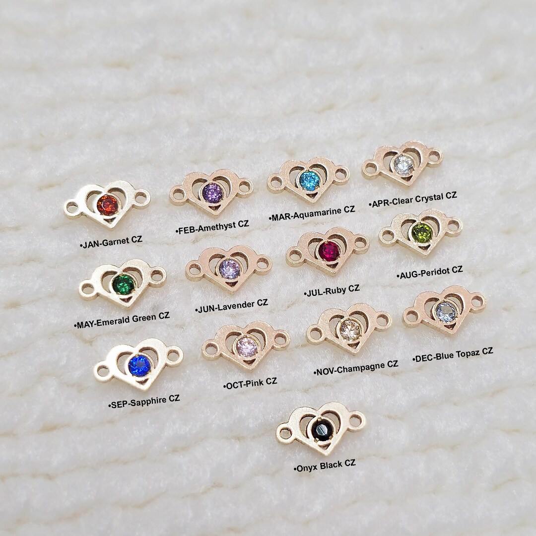 HA005CZR2 7.3 X 4.2mm Mini Heart Connector With CZ Gold Filled (14KGF) for Bracelet Necklace ...