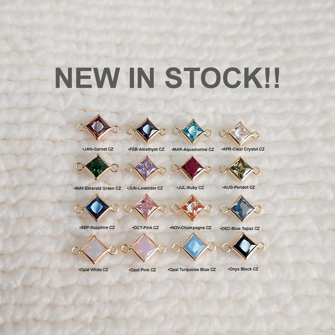 4mm Diamond-shaped Bezel Connector With 2mm Closed Rings• Birth Stone ...