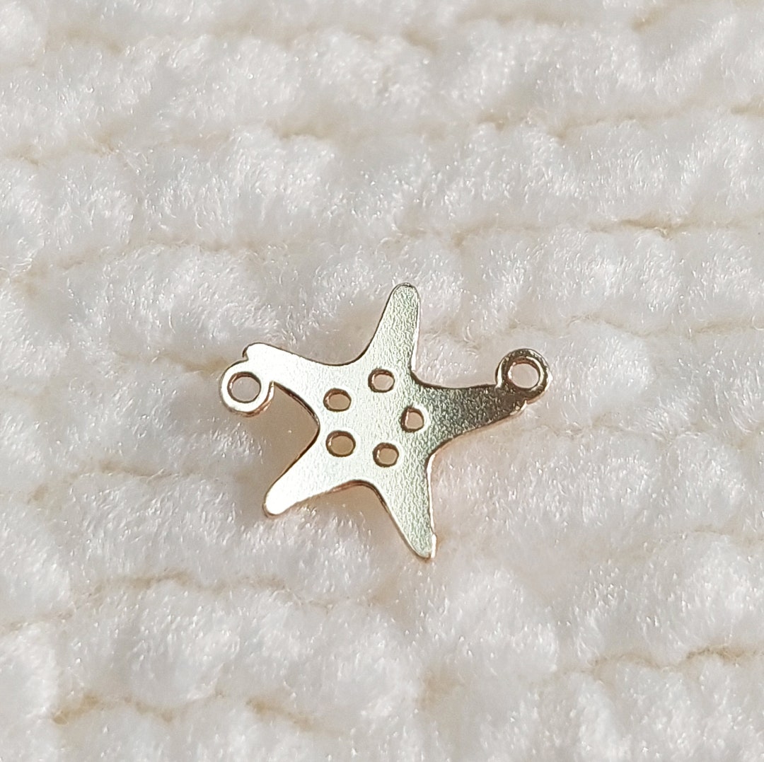 GF968SS Gold Filled 14KGF / 925 Silver 9.6 X 8mm Starfish Connector Charm 24ga Sea Star for ...