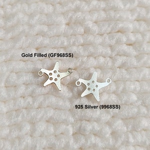 GF968SS Gold Filled (14KGF) / 925 Silver 9.6 X 8mm Starfish Connector Charm 24ga Sea Star for ...