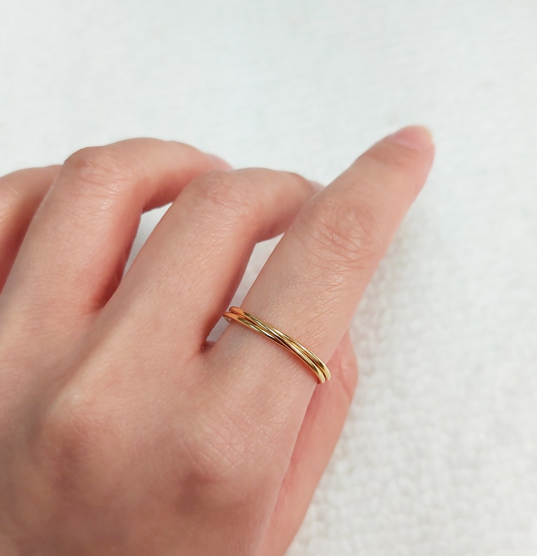 GFR3150-GFR3190 Gold Filled (14KGF) 18ga Classic Trinity Ring Set of 3 Rings Interlocking Ring ...