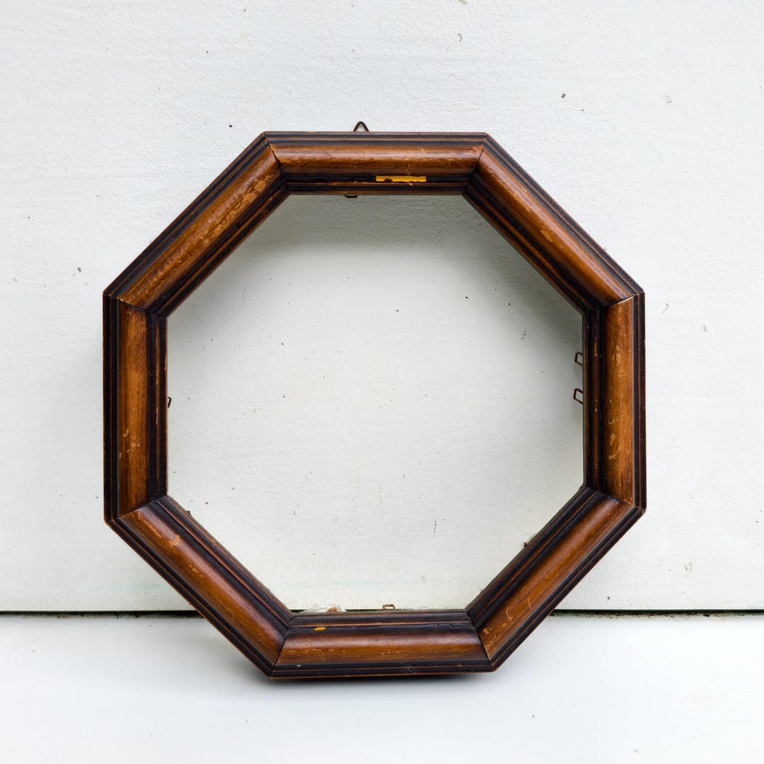 Octagonal Wooden Photo Picture Frame Vintage Small Wood Frame - Etsy