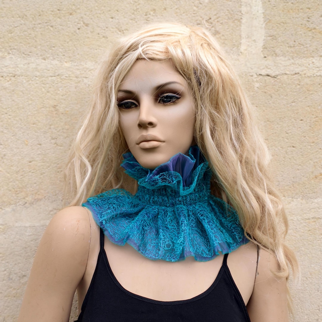 Victorian High Collar Ruffled Edwardian Wide Choker Renaissance Outfit ...