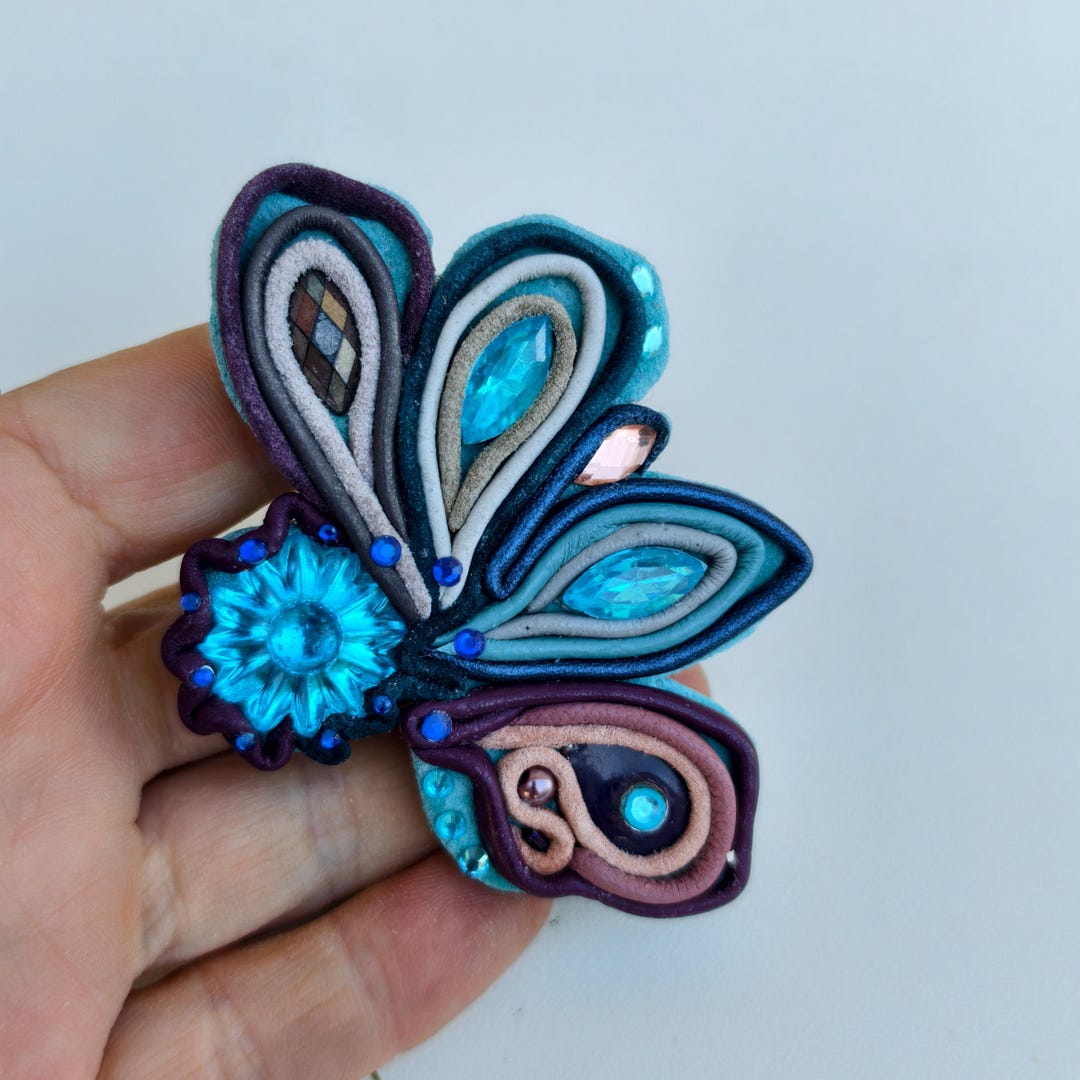 Large Butterfly Broach Modern Flower Brooch Unique Bright Pin - Etsy