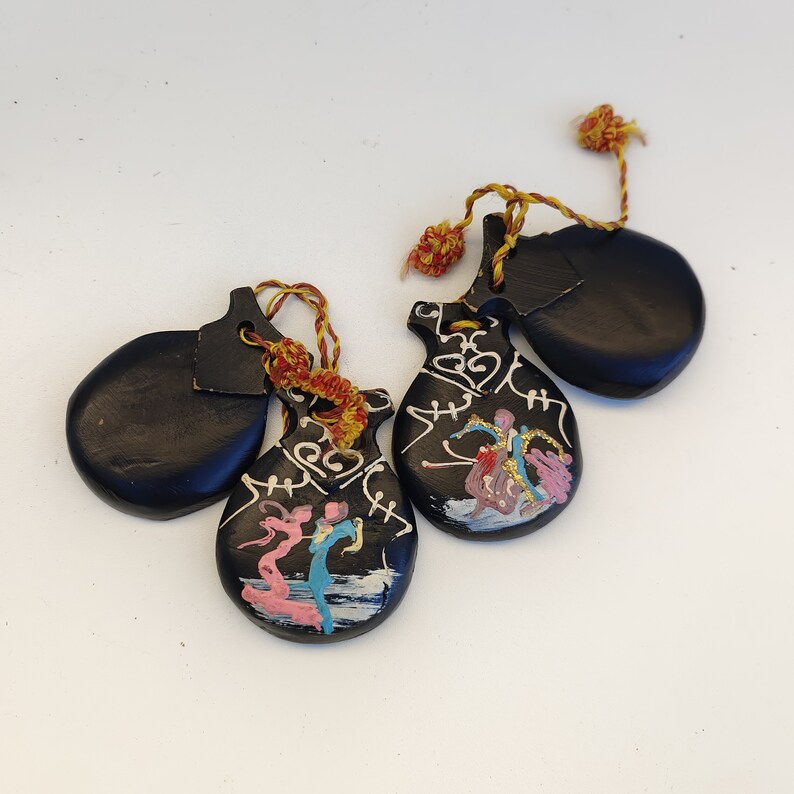 Wooden Hand- Painted Castanets Flamenco Dancer - Etsy