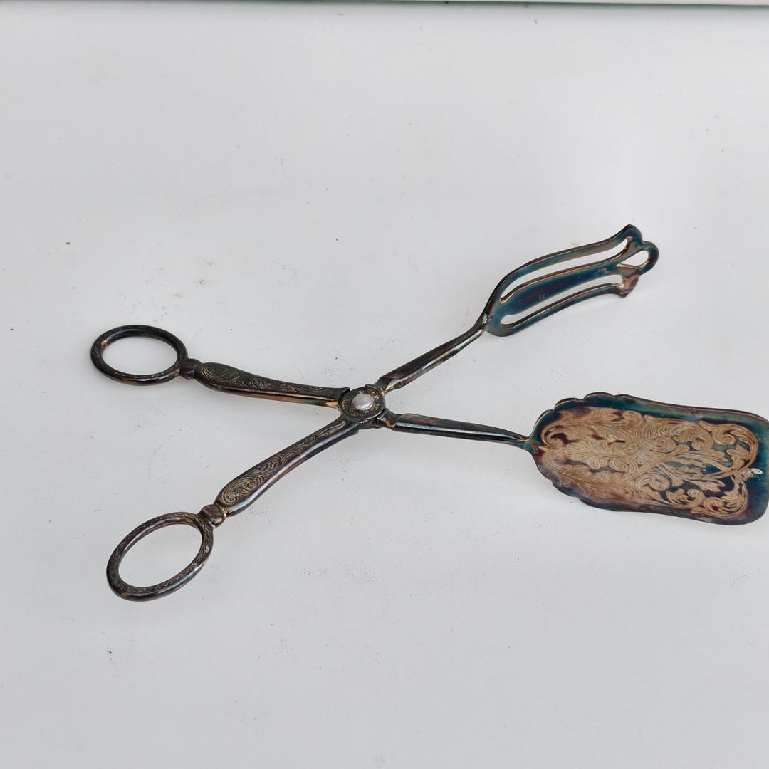 Vintage Silver Plated Serving Tongs Ornate Pastry Scissor Tongs - Etsy