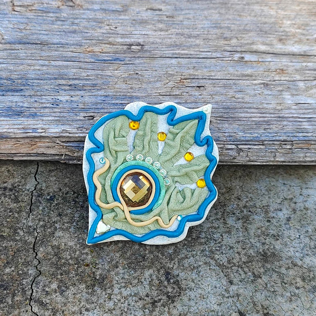 Modern Large Leaf Broach Contemporary Abstract Brooch Pin Floral ...
