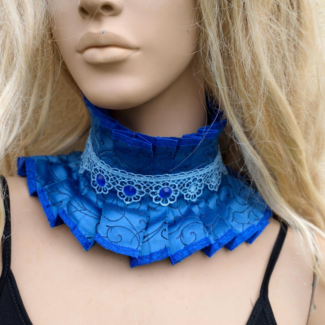 Victorian High Collar Ruffled Edwardian Wide Choker Renaissance Outfit ...