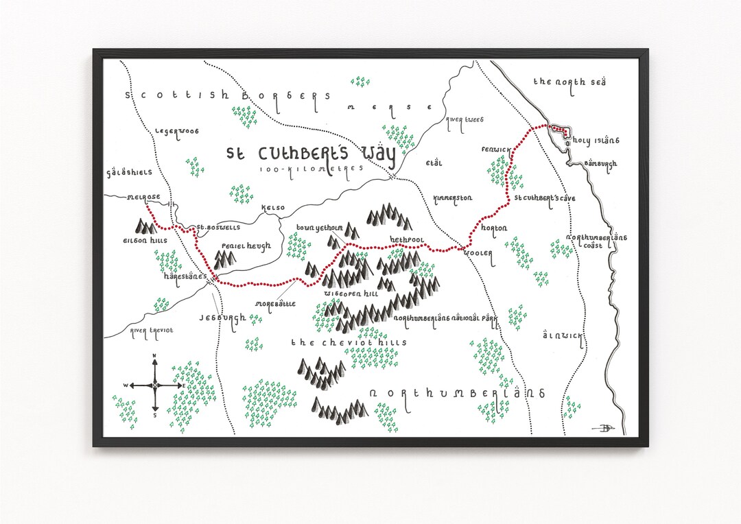 ST CUTHBERT'S WAY Map Print | Trail Map | Minimalist Map Art | Wall Art ...
