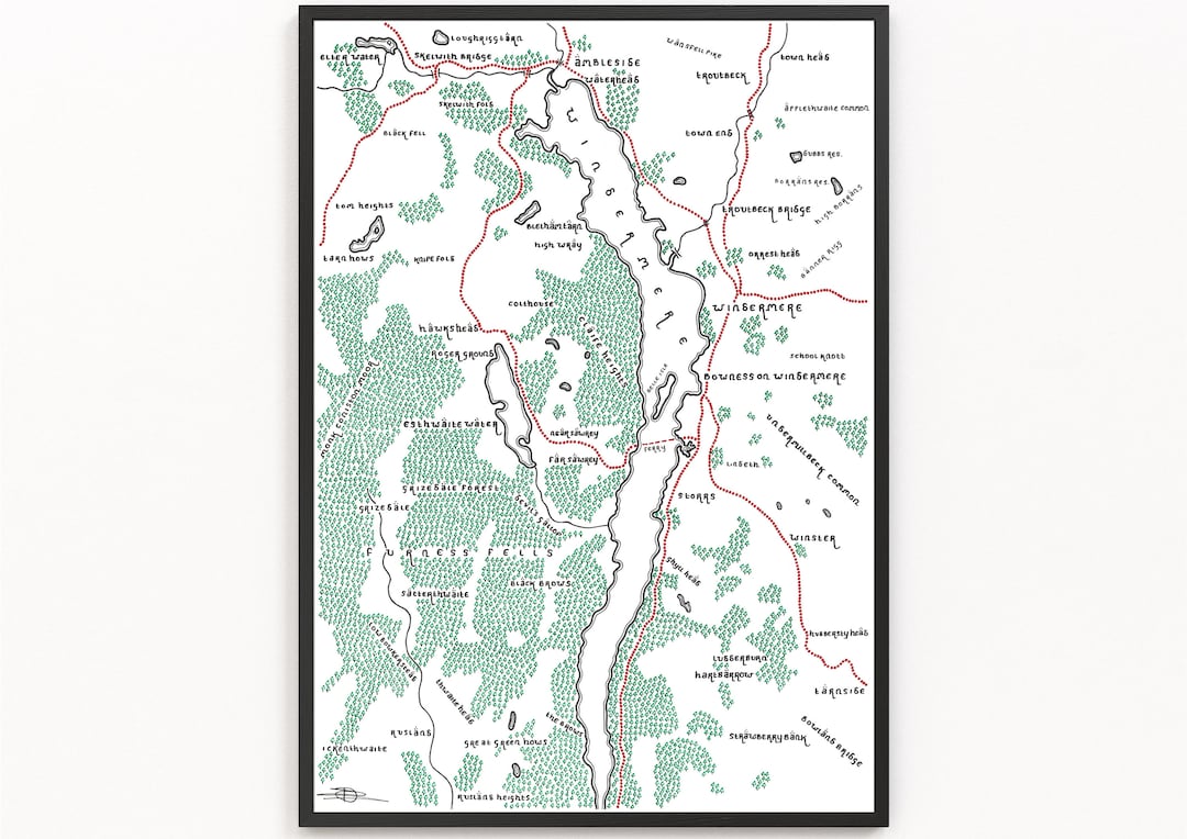 WINDERMERE (lake) Map Print | Minimalist Map Art | Wall Art | Art Print ...