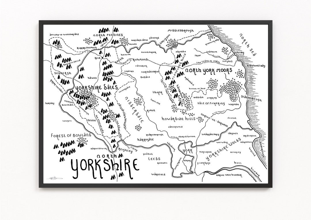 NORTH YORKSHIRE Map Print | County Map | Minimalist Map Art | Wall Art ...