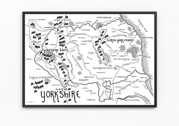 NORTH YORKSHIRE Map Print County Map Minimalist Map Art - Etsy