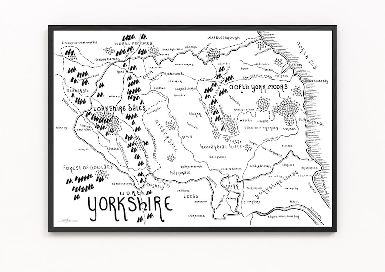 NORTH YORKSHIRE Map Print County Map Minimalist Map Art - Etsy Hong Kong