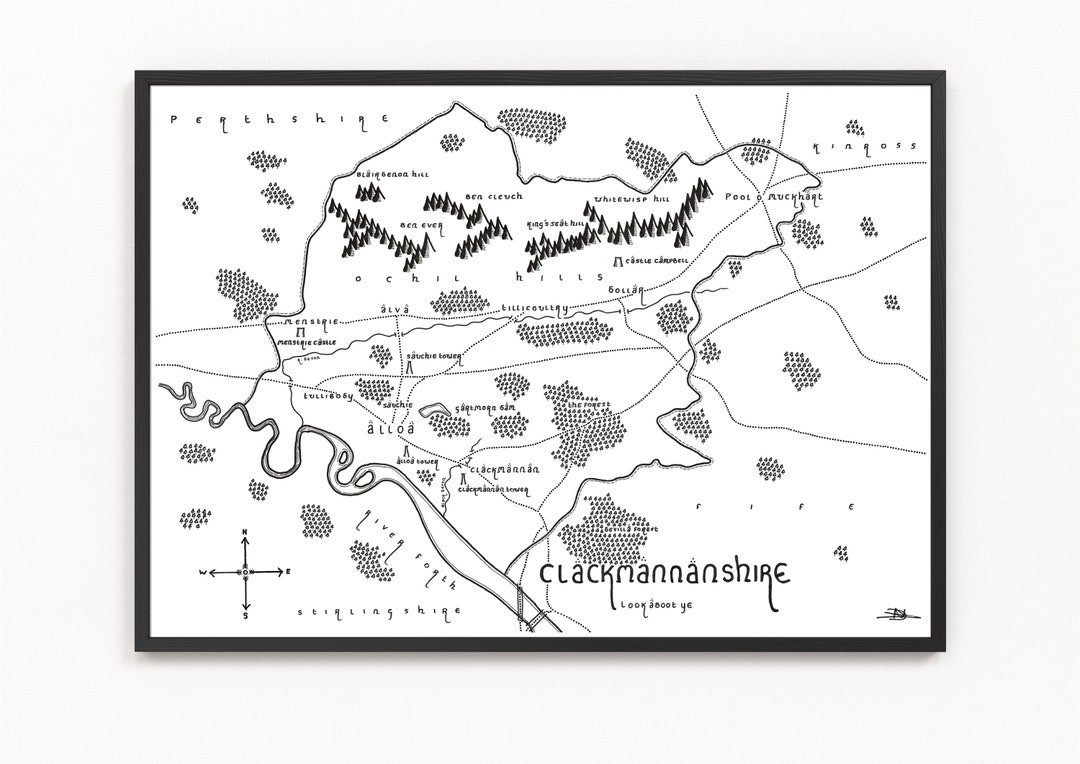 CLACKMANNANSHIRE | County Map | Minimalist Map Art | Wall Art | Art ...