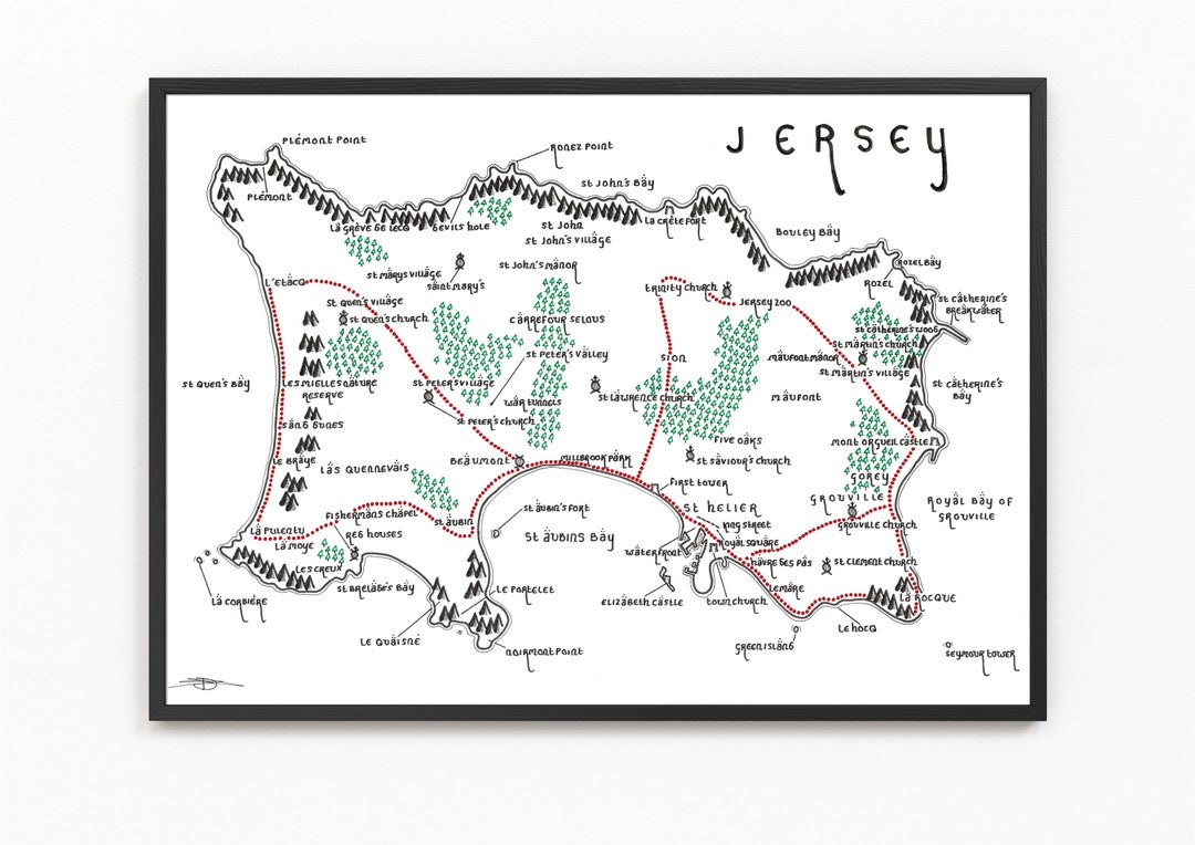 JERSEY Map Print | Minimalist Map Art | Wall Art | Art Print - Etsy