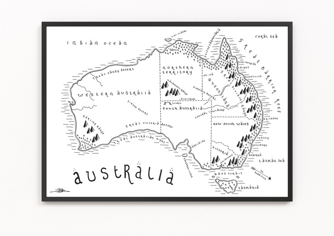 AUSTRALIA Map Print | Country Map | Minimalist Map Art | Wall Art | Art ...