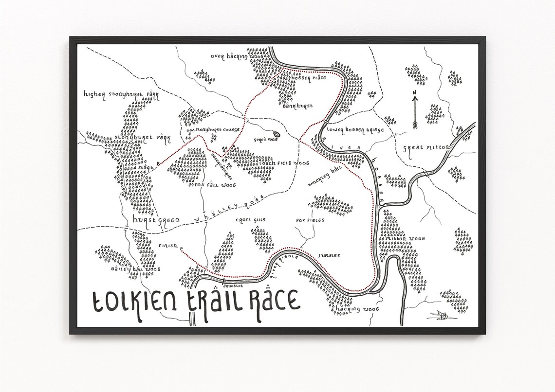 TOLKIEN TRAIL RACE Map Print Trail Map Minimalist Map Art - Etsy