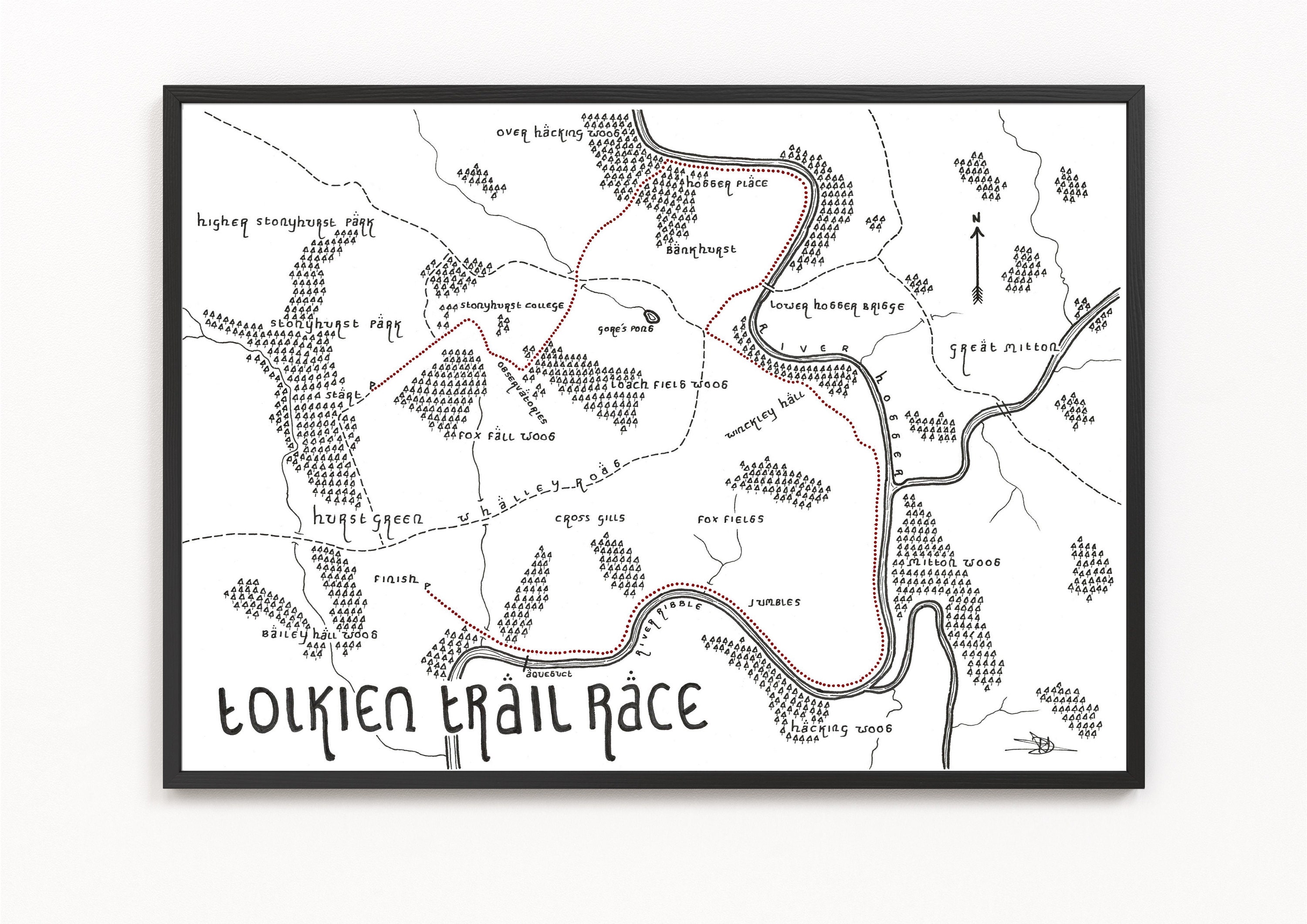 TOLKIEN TRAIL RACE Map Print Trail Map Minimalist Map Art - Etsy