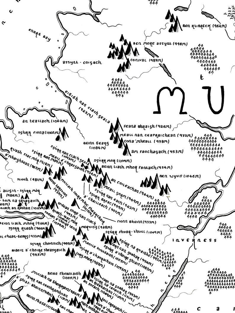 THE MUNROS Map Print | Mountain Map | Minimalist Map Art | Wall Art ...