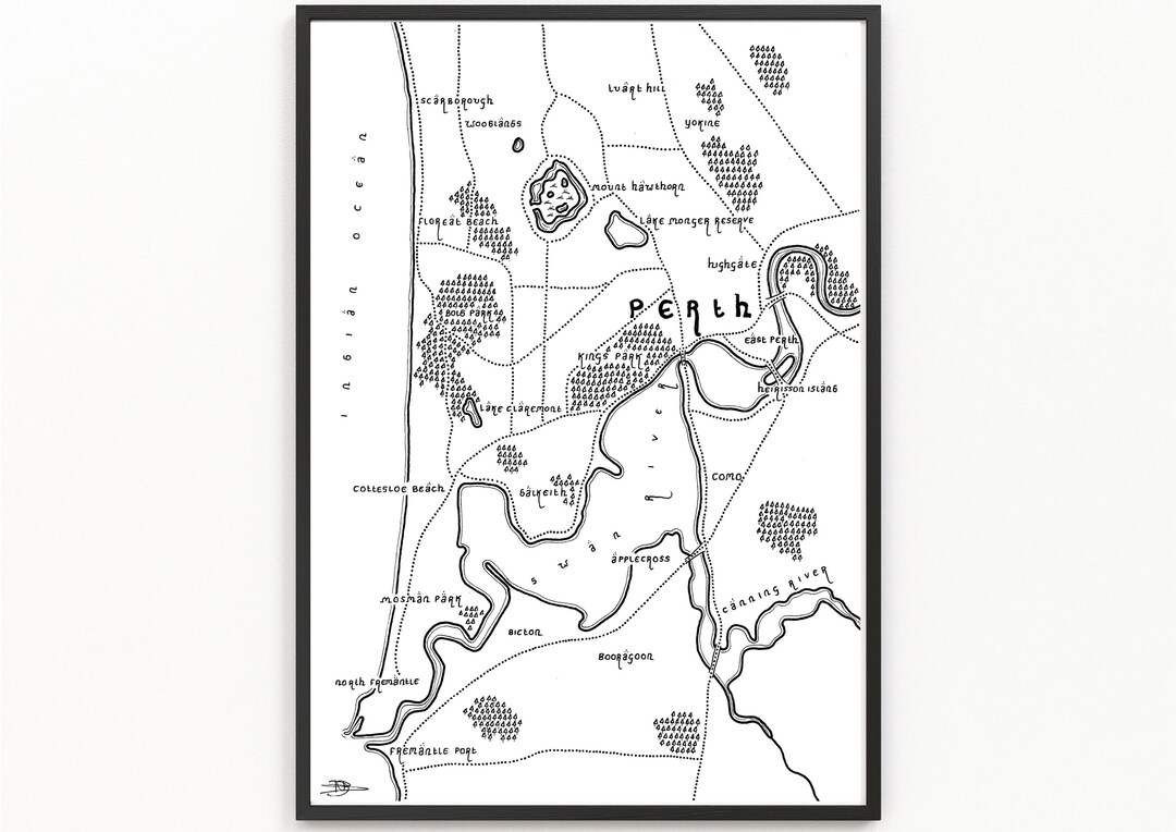 PERTH (AUSTRALIA) Map Print | City Map | Minimalist Map Art | Wall Art ...