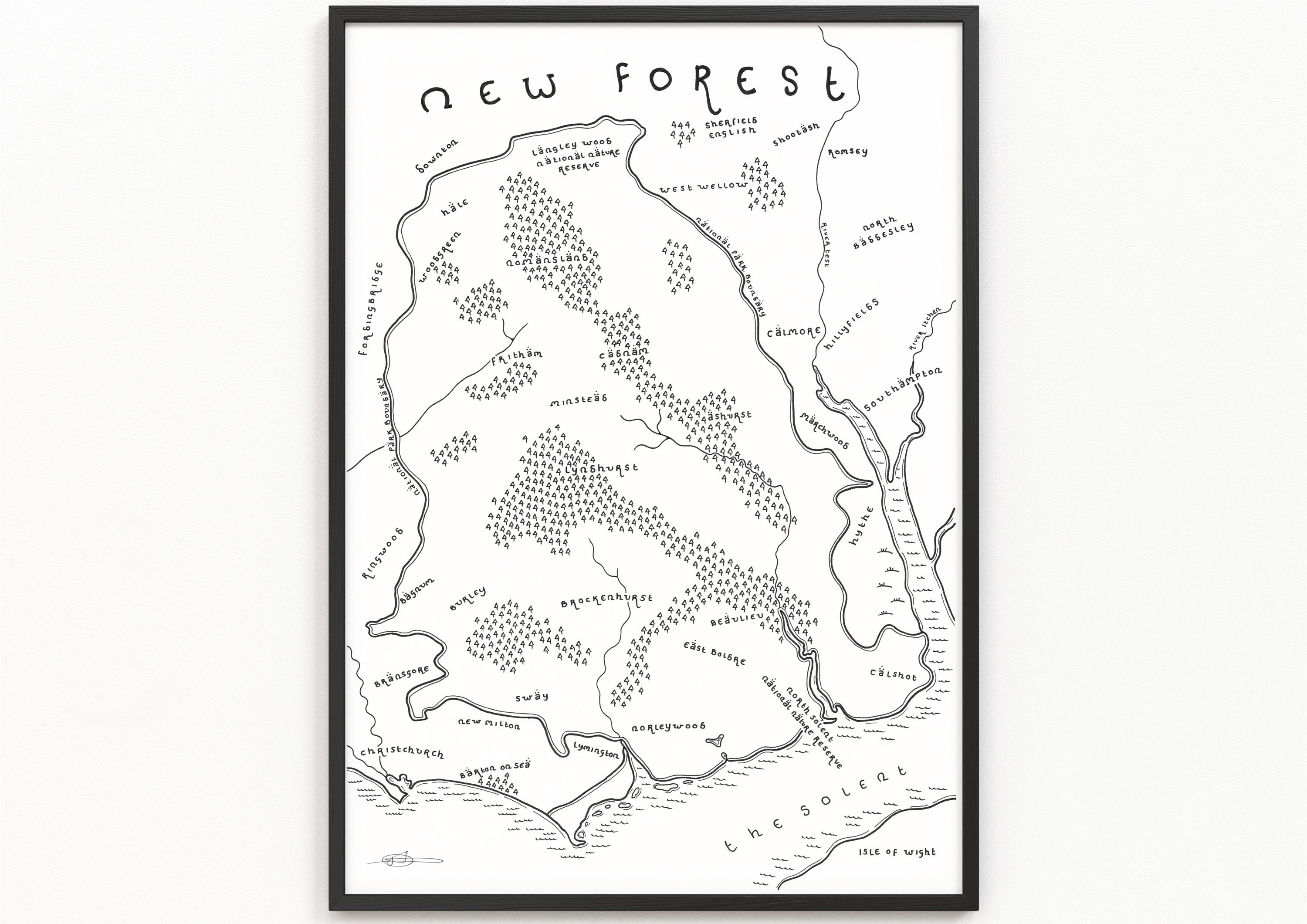 THE NEW FOREST Map Print | National Park Map | Minimalist Map Art ...