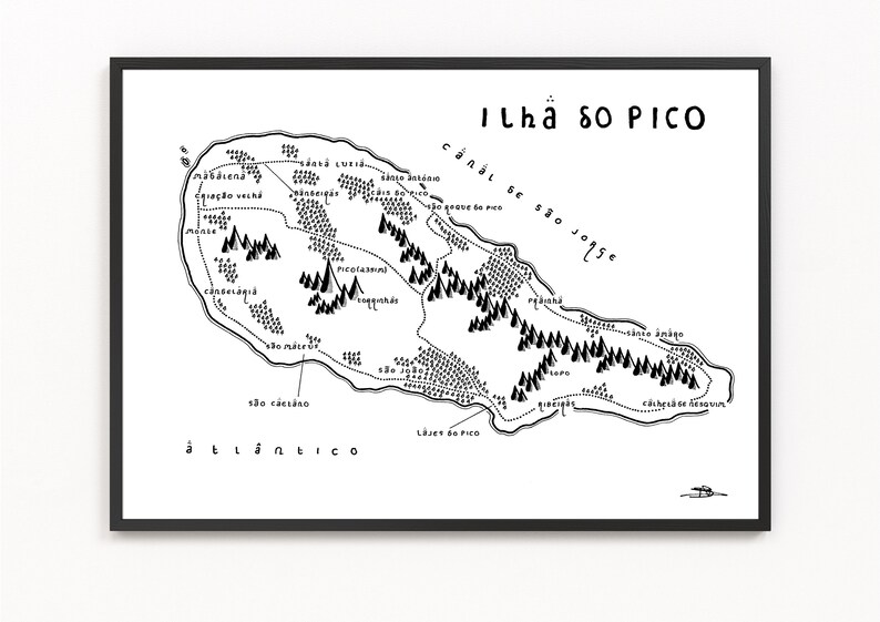 ILHA DO PICO pico Island Map Print Minimalist Map Art - Etsy