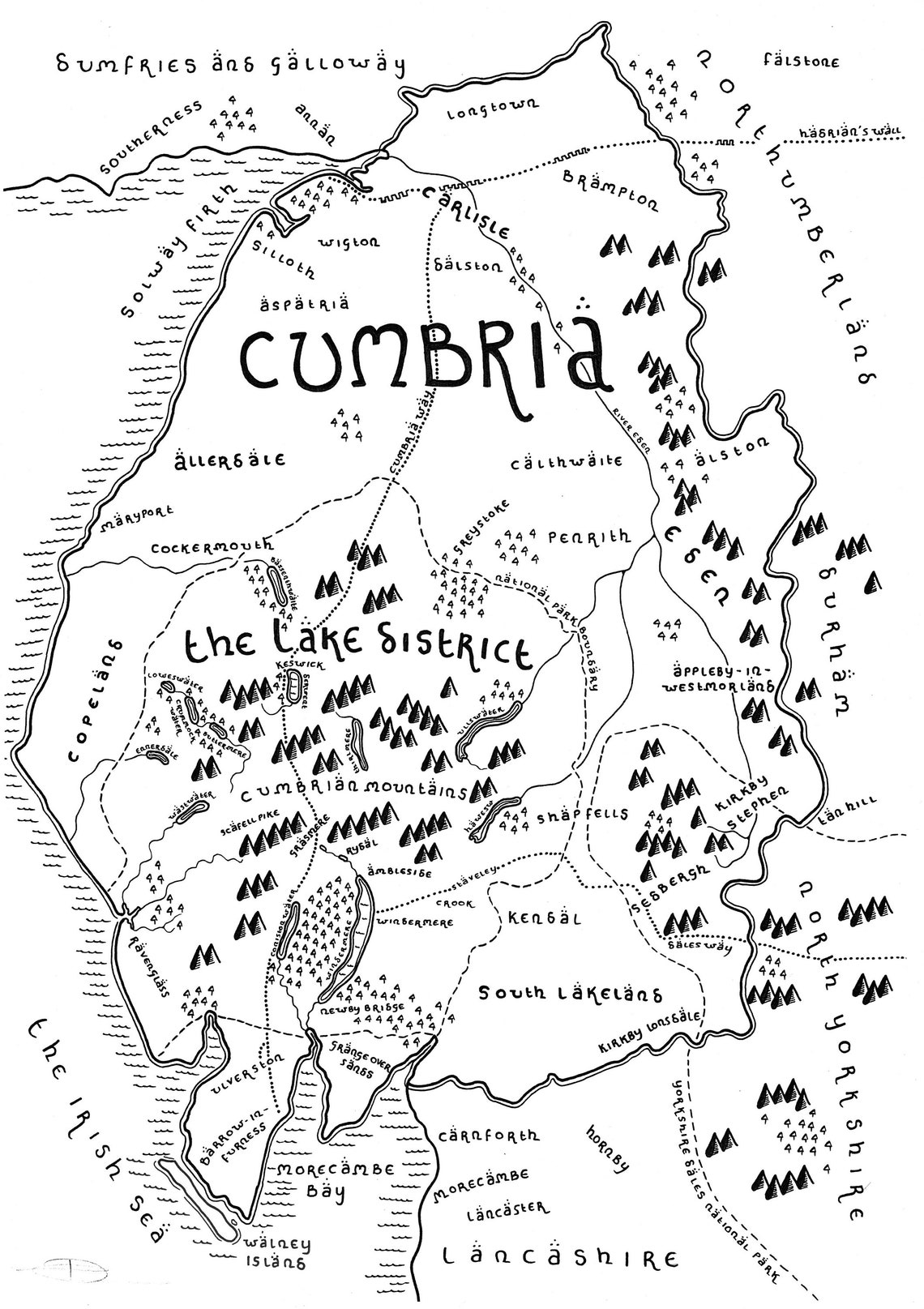 CUMBRIA Map Print County Map Minimalist Map Art Wall Art | Etsy UK