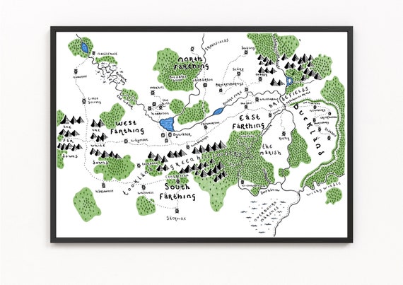 THE SHIRE Limited Edition Map Print Shire Map Minimalist - Etsy