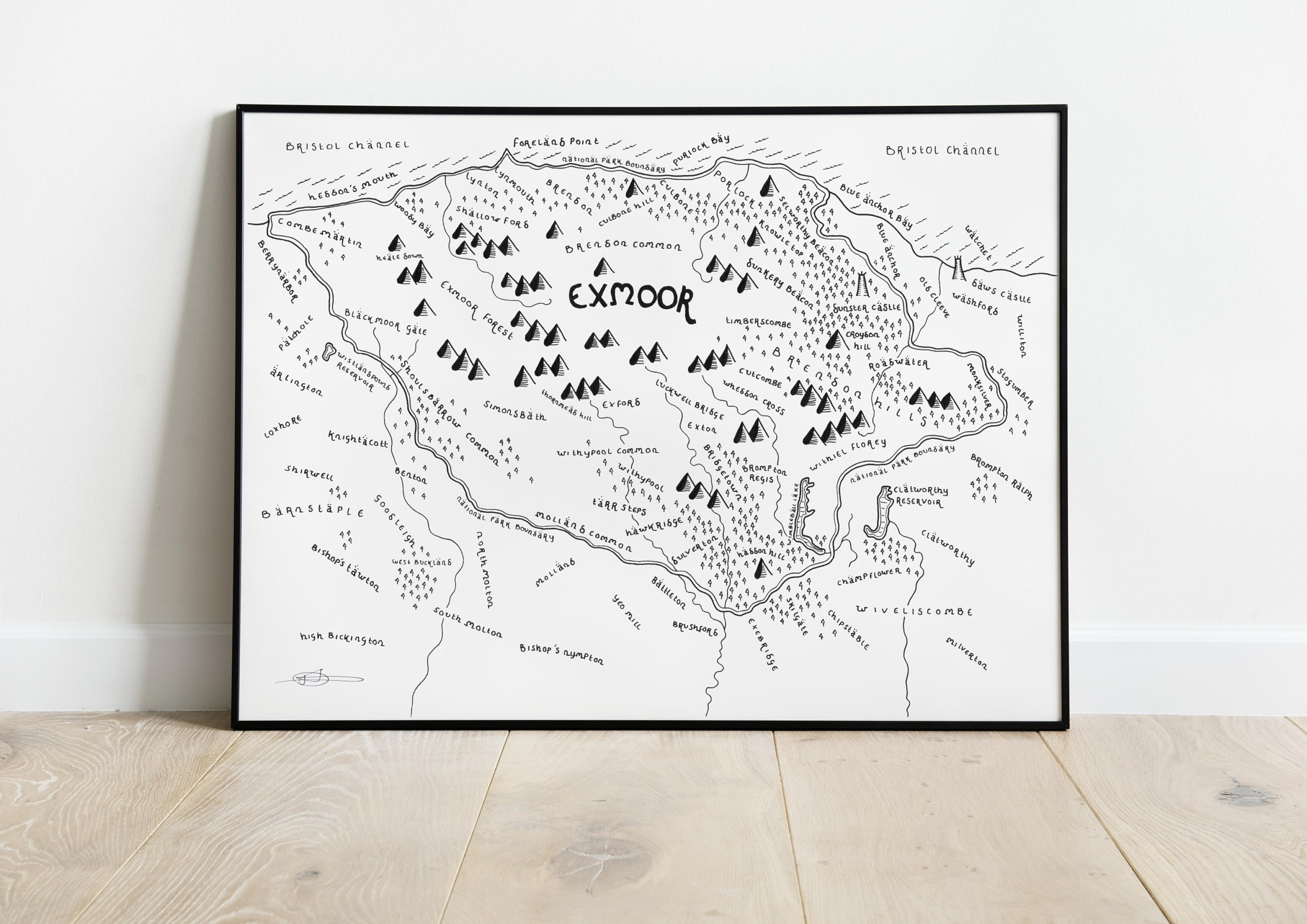 EXMOOR Map Print National Park Map Minimalist Map Art - Etsy UK