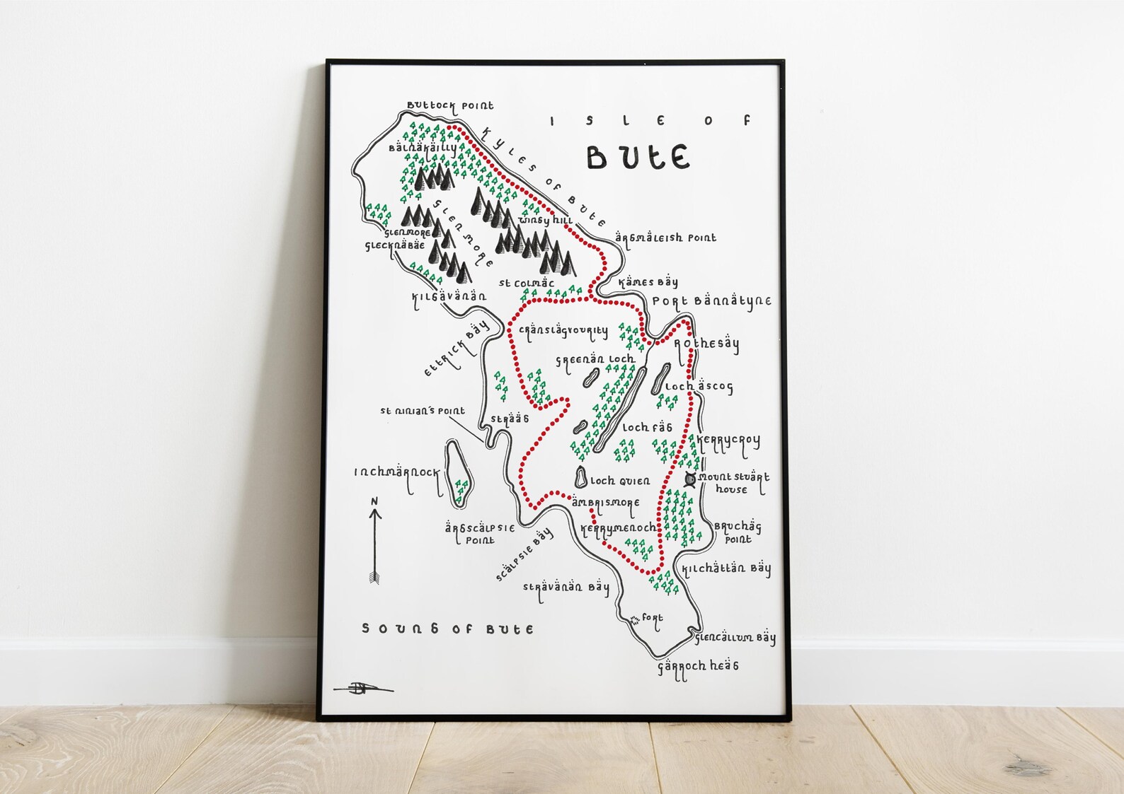 ISLE OF BUTE Map Print | Minimalist Map Art | Wall Art | Art Print ...