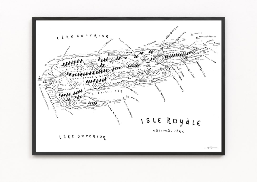 ISLE ROYALE Map Print | National Park Map | Minimalist Map Art | Wall ...
