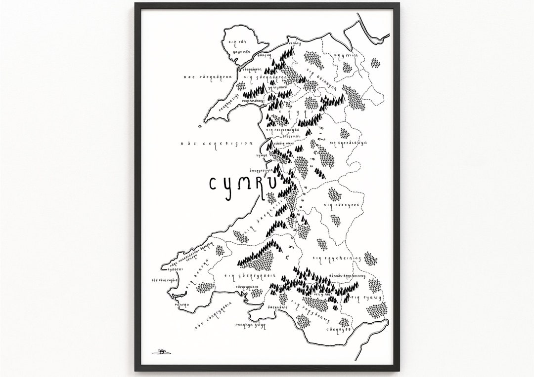 CYMRU (WALES) Map Print | Country Map | Minimalist Map Art | Wall Art ...
