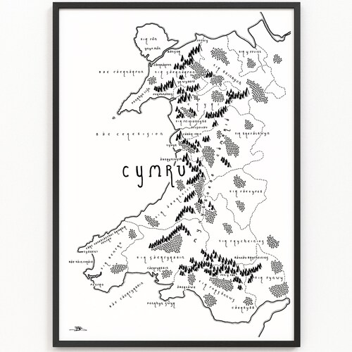 CYMRU WALES Map Print Country Map Minimalist Map Art - Etsy UK