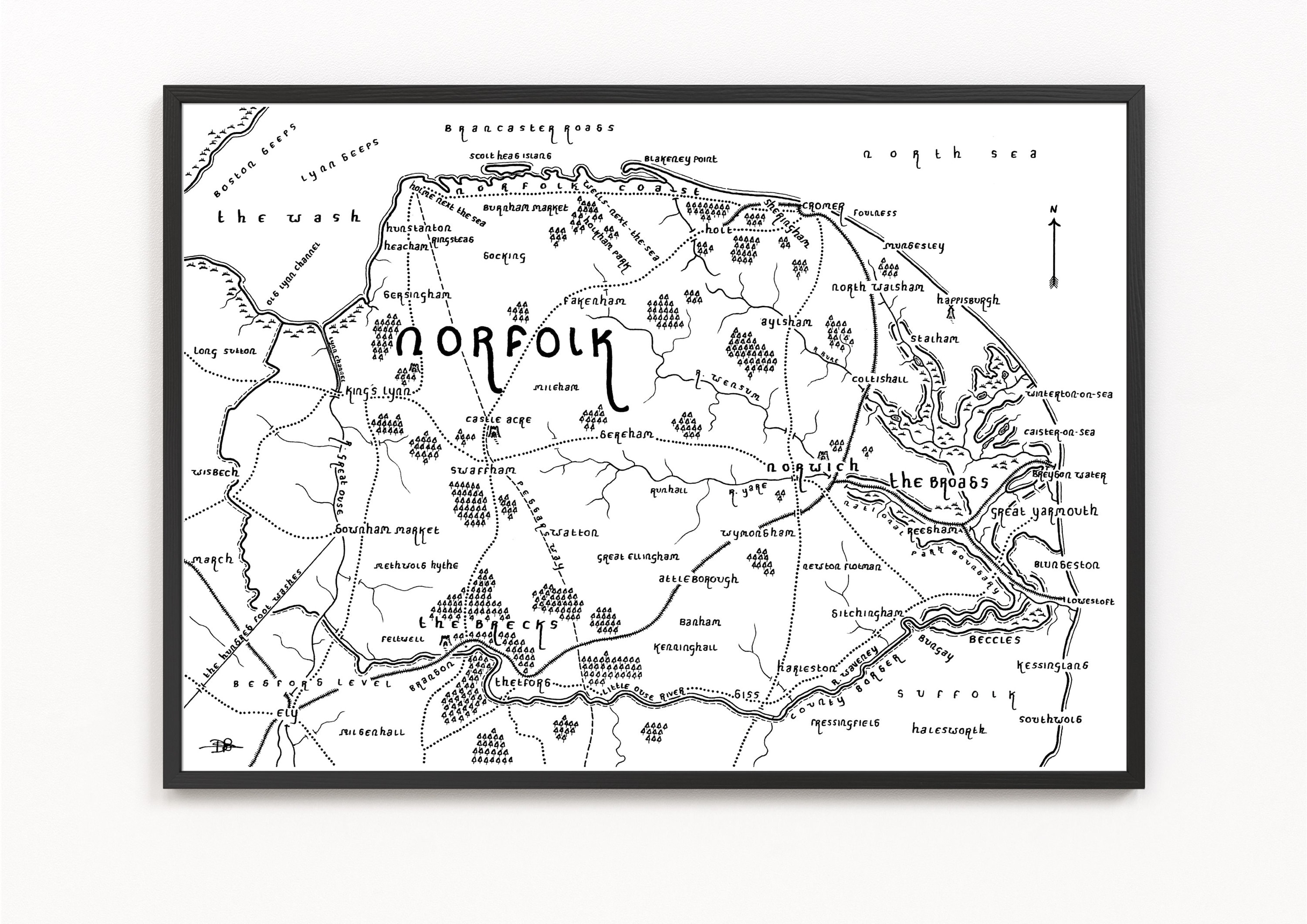 NORFOLK Map Print County Map Minimalist Map Art Wall Art - Etsy UK