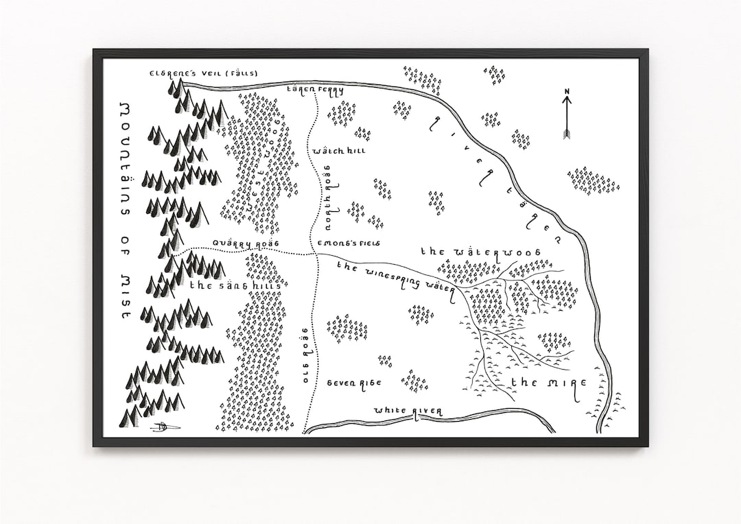 TWO RIVERS (the Wheel of Time) Map Print | Fictional Map | Minimalist ...