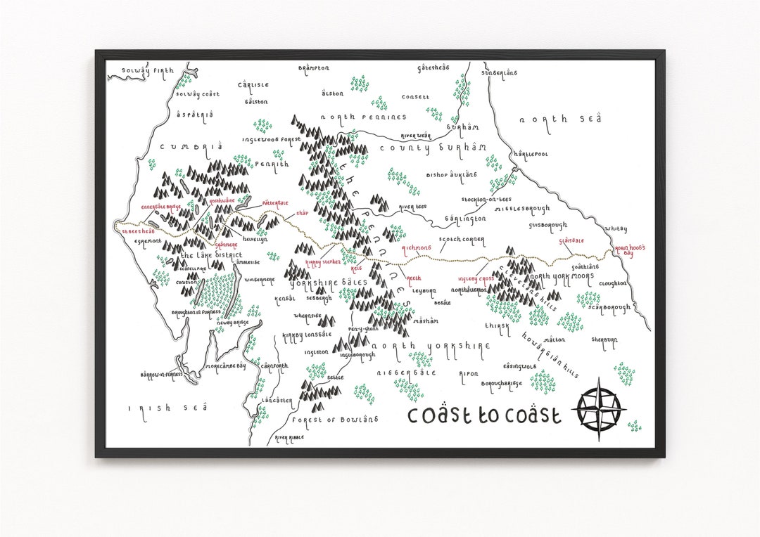 WAINWRIGHT'S COAST to COAST Map Print | Trail Map | Minimalist Map Art ...