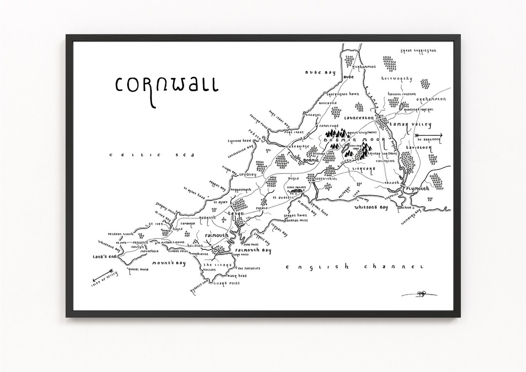 CORNWALL Map Print | County Map | Minimalist Map Art | Wall Art | Art ...